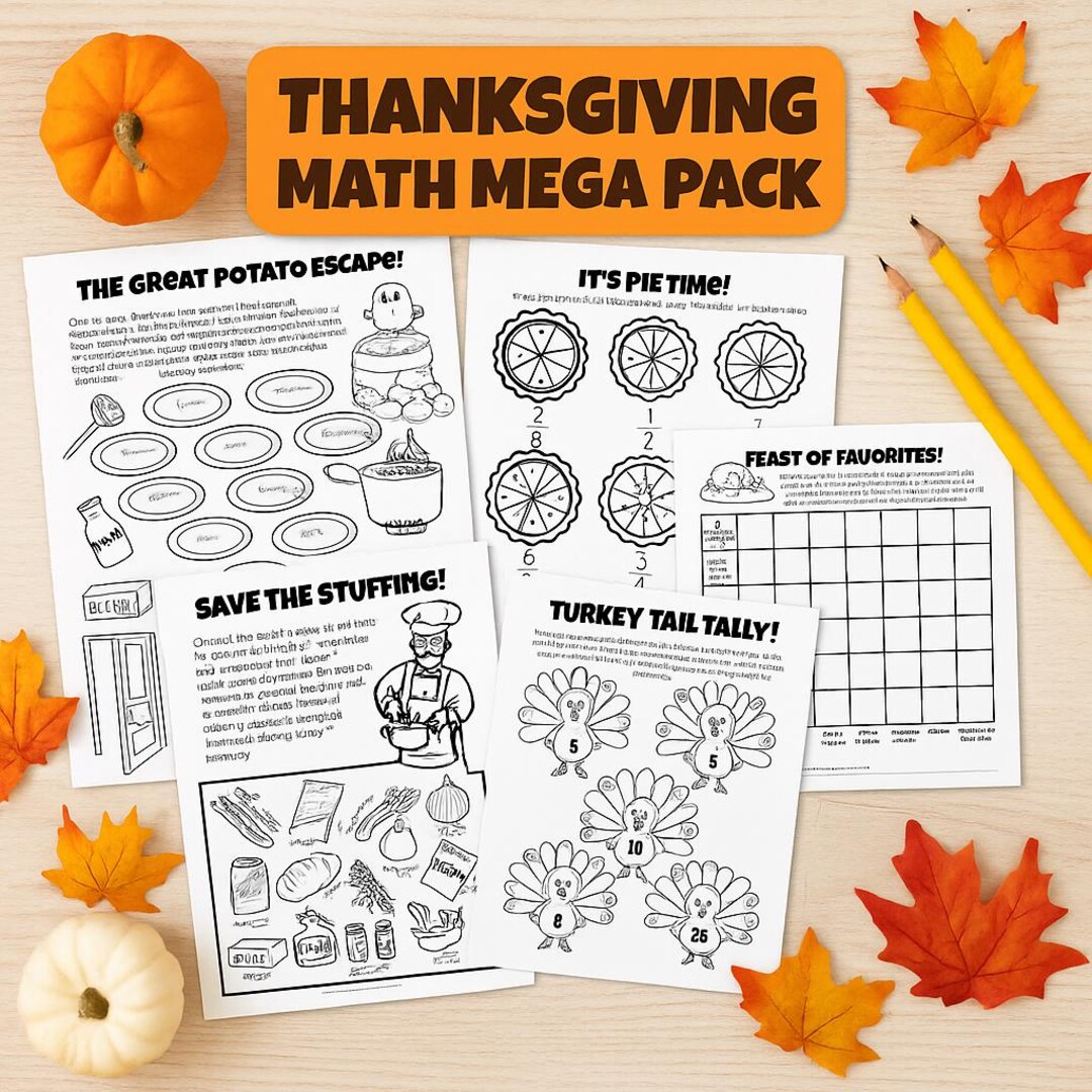 Thanksgiving Math Mega Pack | 5 Printable Holiday Worksheets for Kids ...