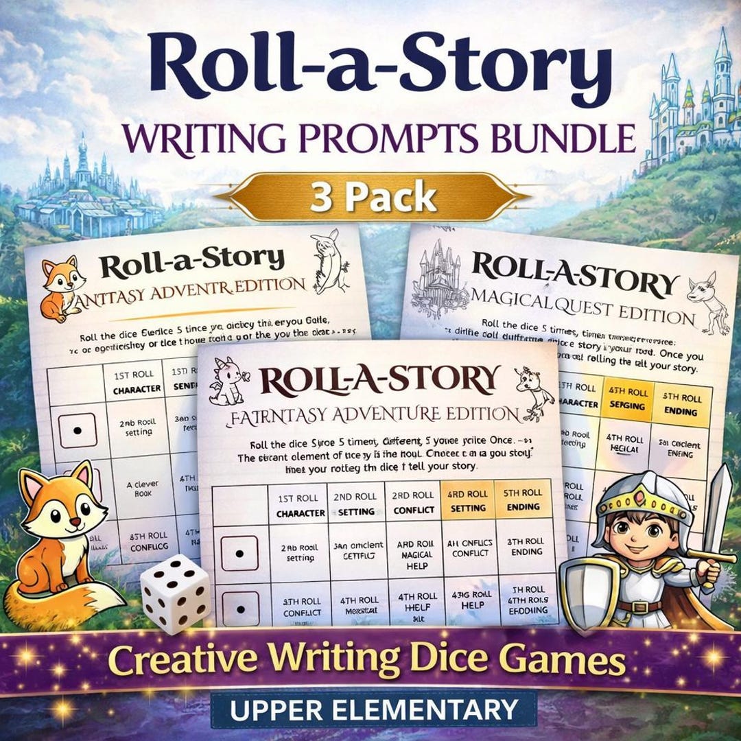 Roll-a-story Writing Prompts Trio | Fantasy & Animal Adventures ...