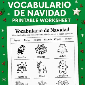 Spanish Christmas Vocabulary Worksheet | Vocabulario De Navidad - Etsy