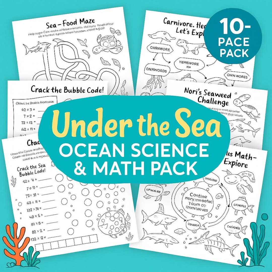 Under the Sea – Ocean Science & Math Pack | 10 Printable Pages - Etsy