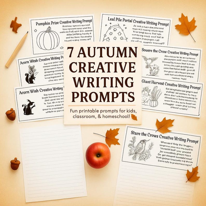 Fall Writing Prompts for Kids: 7 Autumn-themed Worksheets (PDF) - Etsy