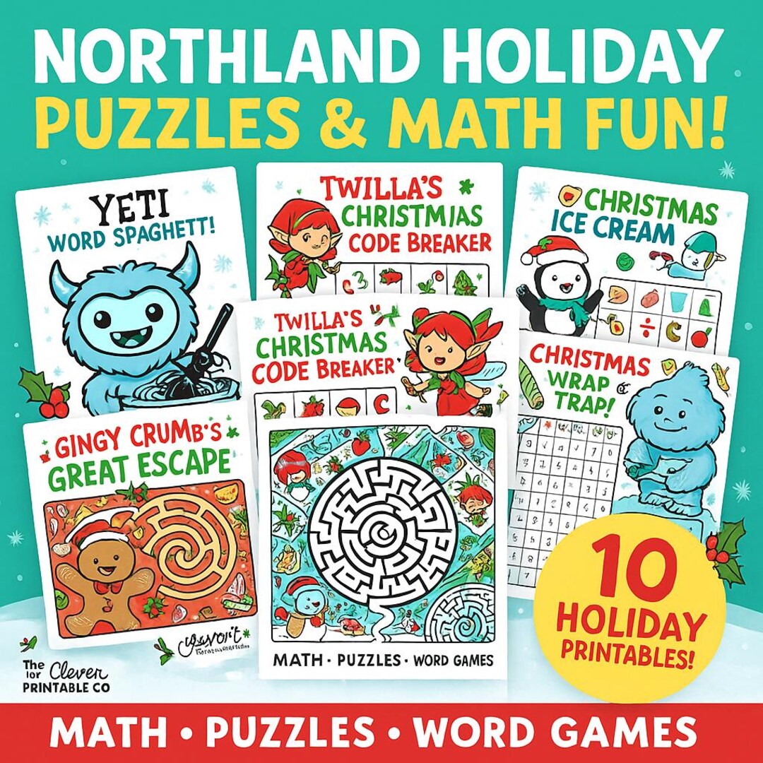 Christmas Puzzles & Math Fun — 10 Christmas Printables - Etsy