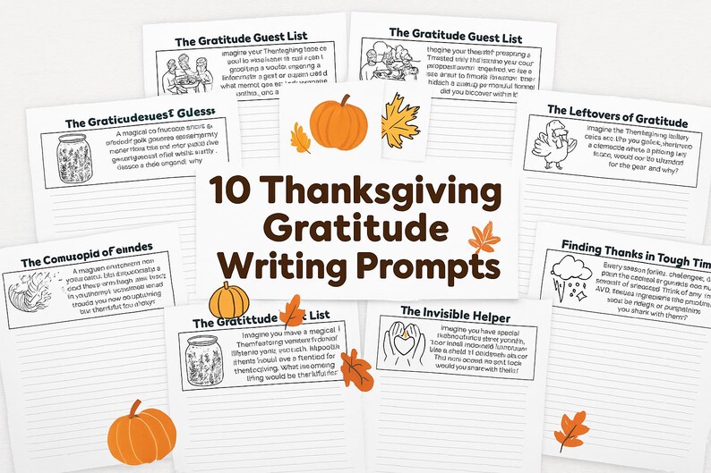 Thanksgiving Gratitude Writing Prompts: SEL Activities for Kids (PDF ...