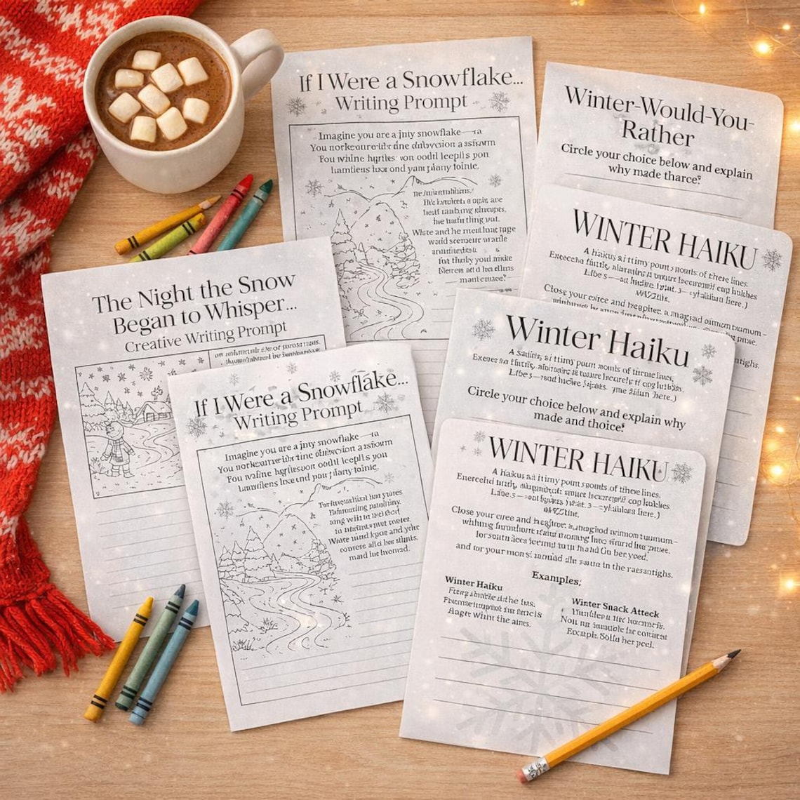 Winter Creative Writing Prompts 5 Pack | Snowflake Stories, Winter ...