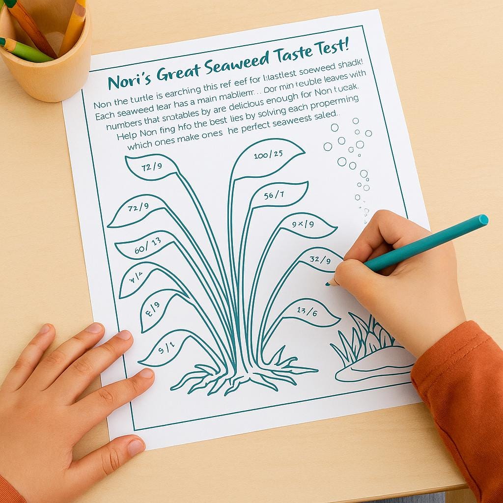 Ocean Math Logic Printable – Nori's Seaweed Taste Test (PDF) - Etsy