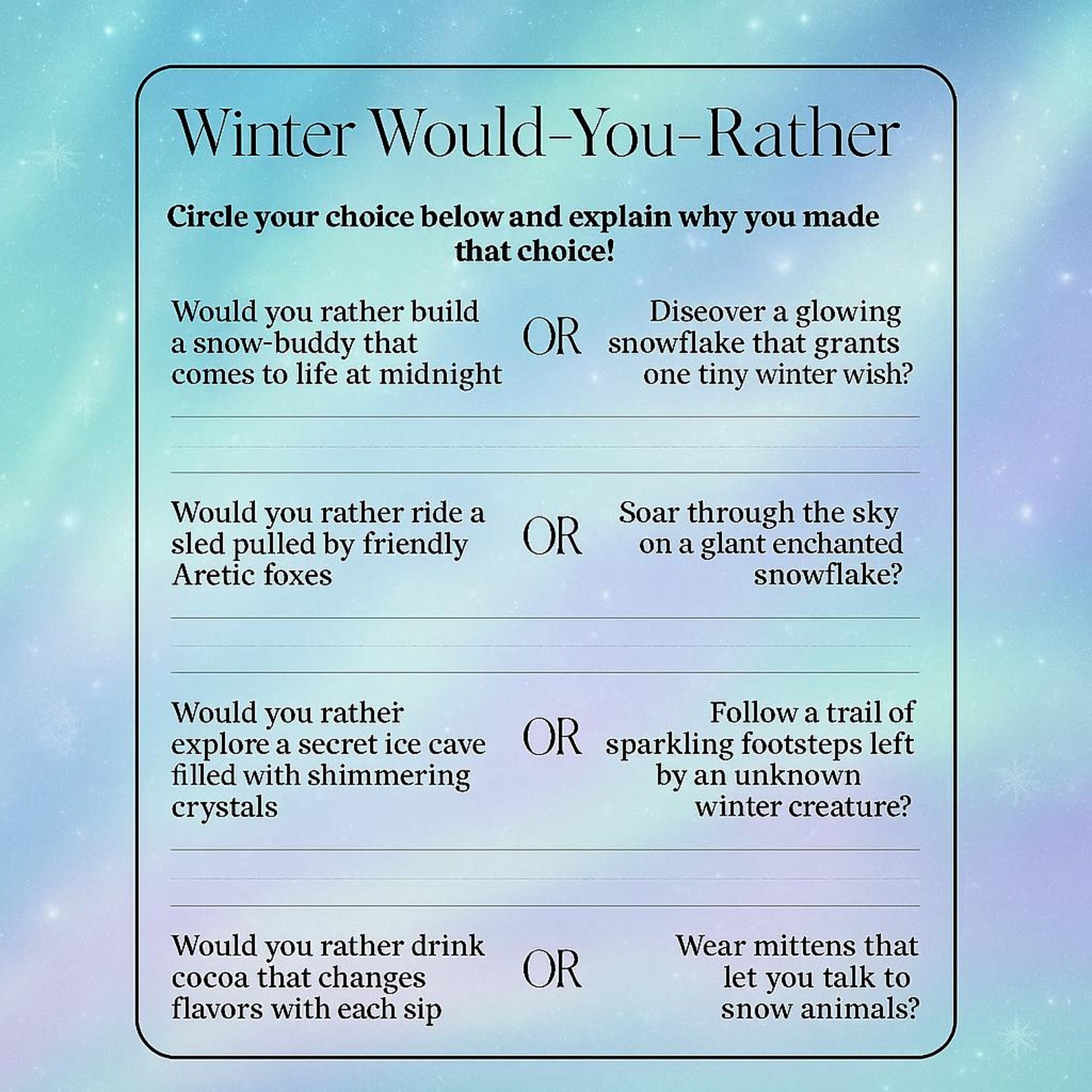 Winter Creative Writing Prompts 5 Pack | Snowflake Stories, Winter ...