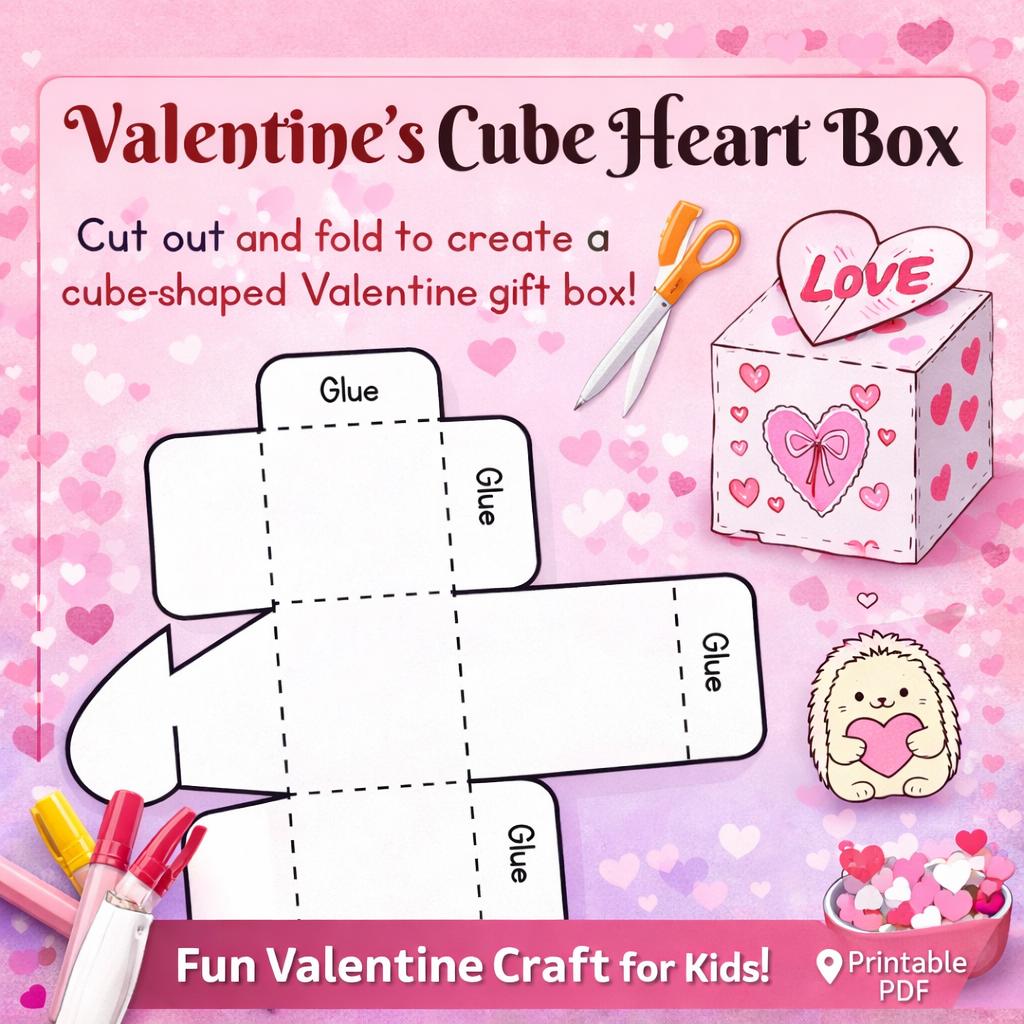 Valentine’s Cube Heart Box | DIY Valentine Gift Box | Cut and Fold ...