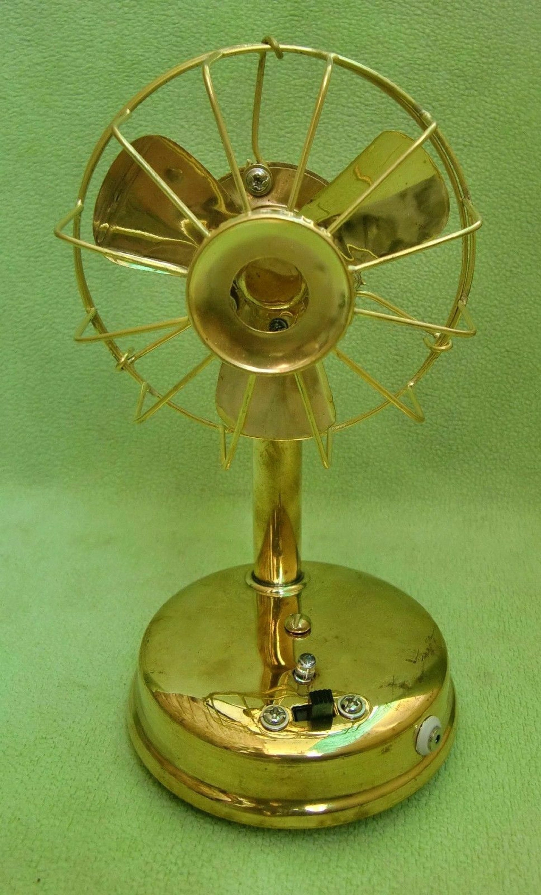Vintage Excellent Mini Small Brass Fan brass Blade, Battery A ...