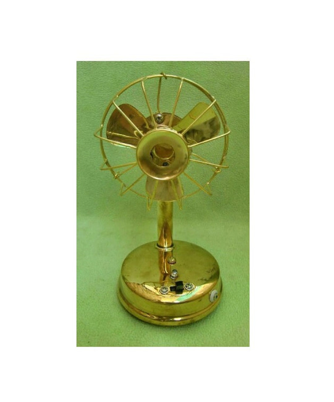 Vintage Mini Brass Table Fan: Battery-powered Collectible for Him and ...