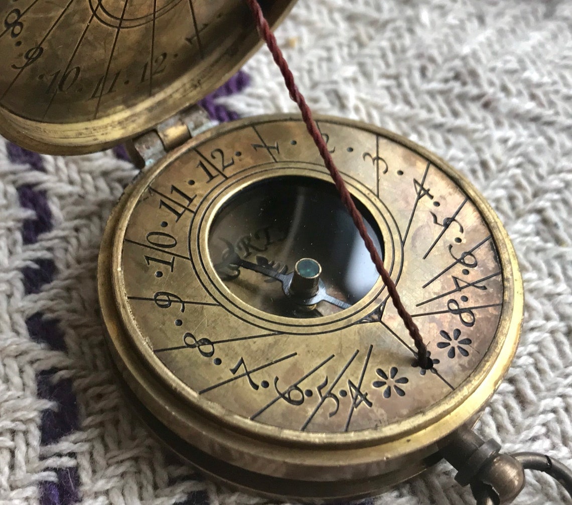 Brass Pocket Compass With Sundial Vintage Compass Handmade - Etsy Australia