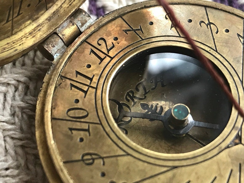 Brass Pocket Compass With Sundial Vintage Compass Handmade | Etsy