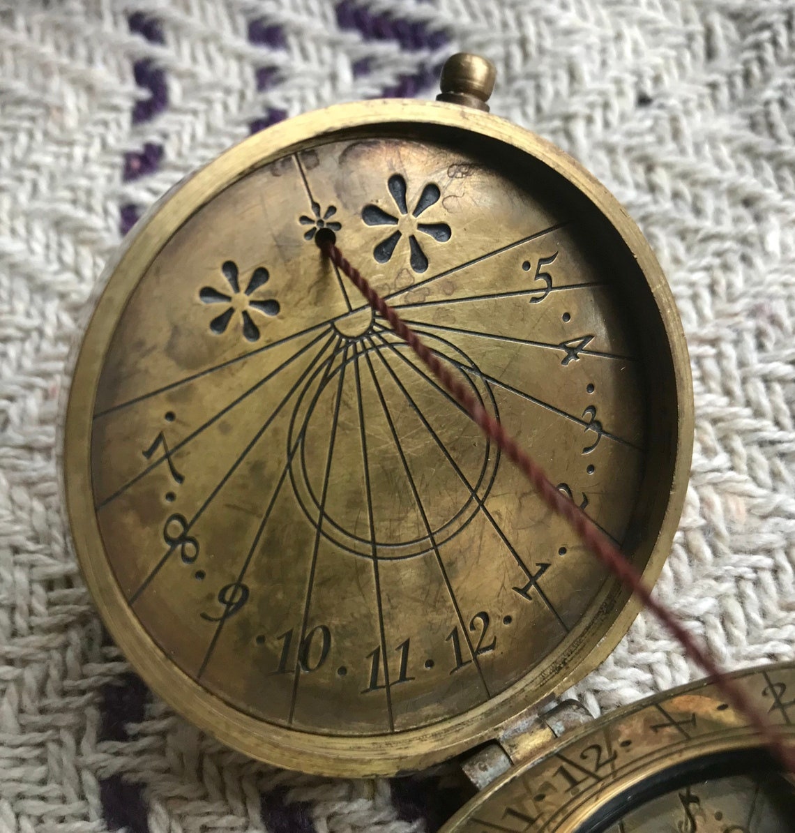 Brass Pocket Compass With Sundial Vintage Compass Handmade | Etsy