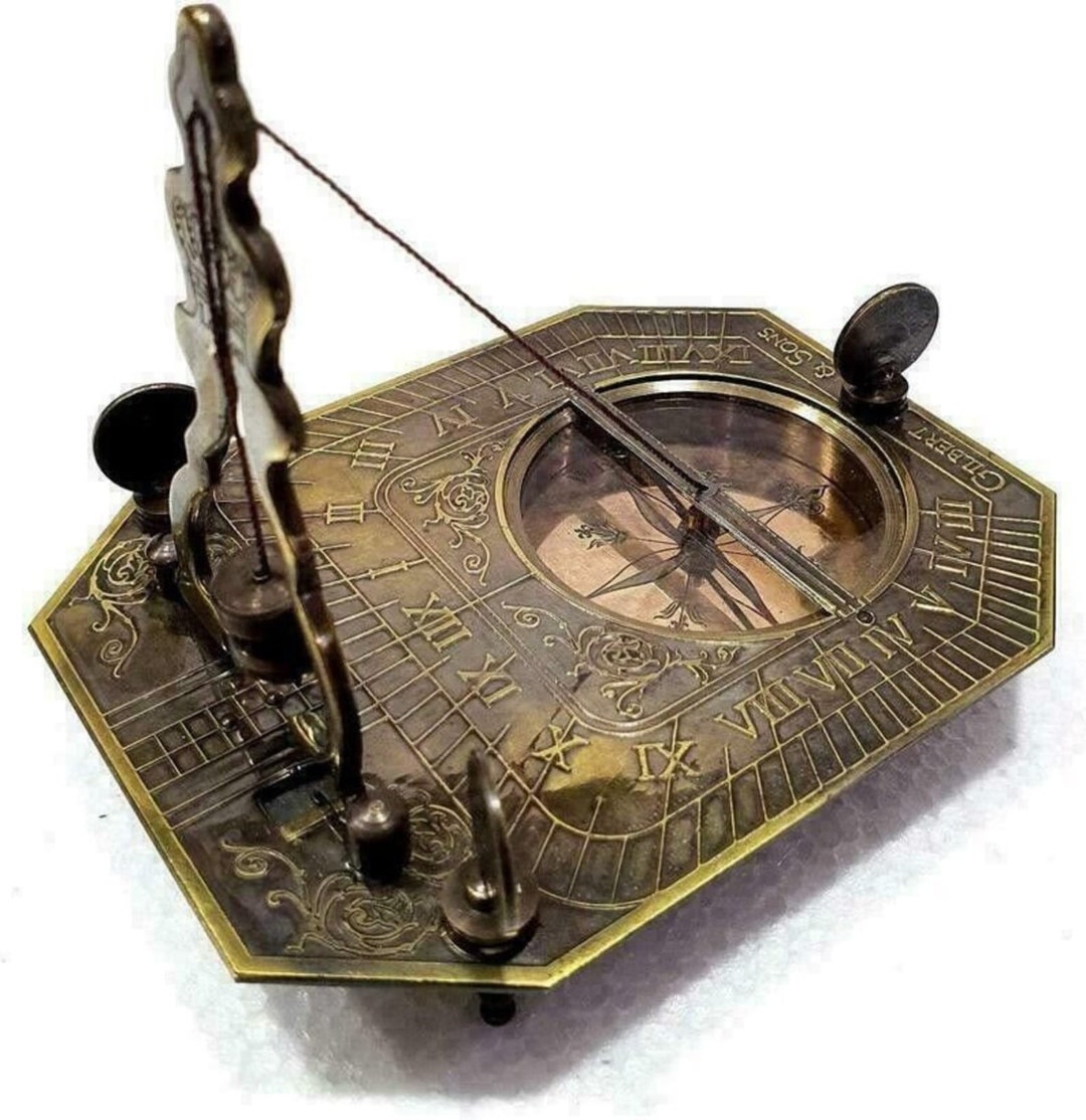 Antique Brass Vintage 4 Sundial Pendulum Compass With Hardwood Box ...