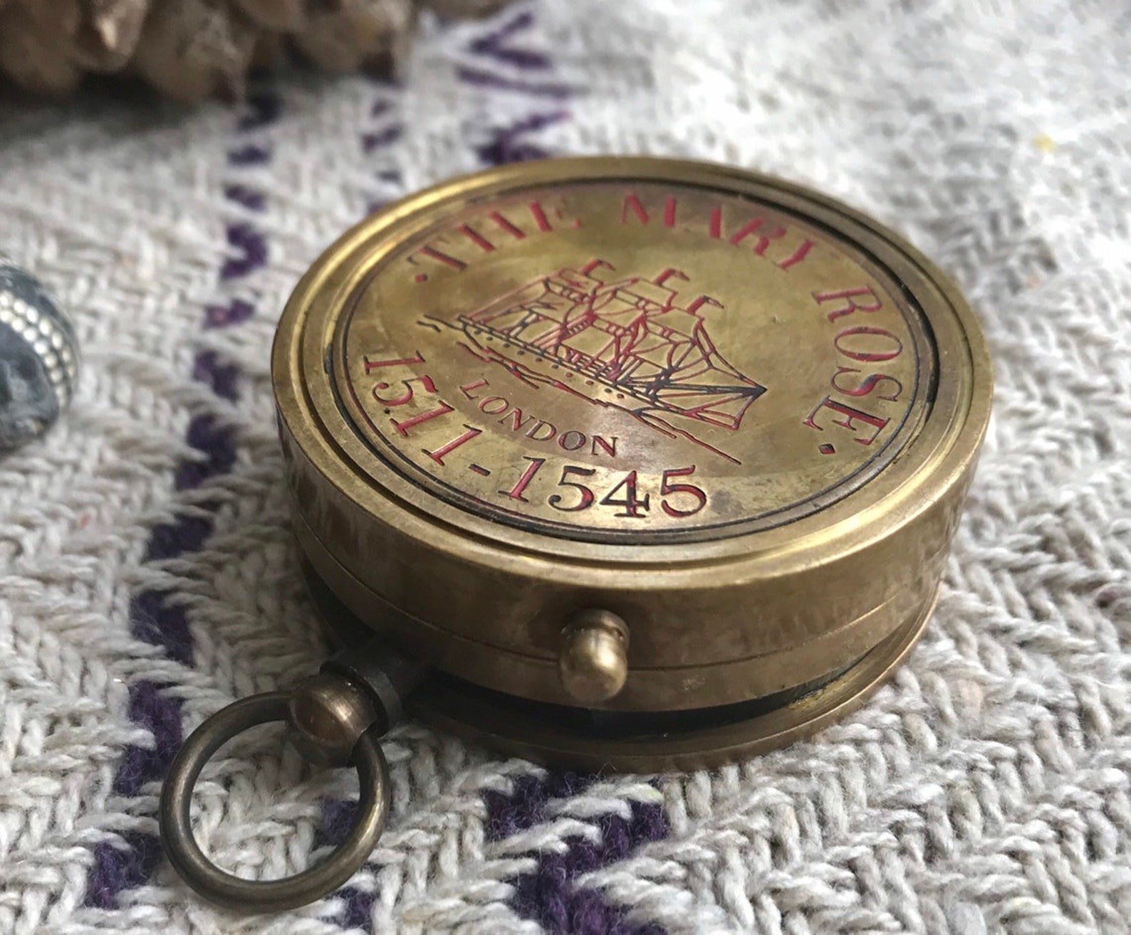 Brass Pocket Compass With Sundial Vintage Compass Handmade | Etsy