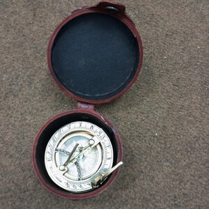 Brass Sundial Desk Compass Old Vintage Antique Pocket Style Nautical ...