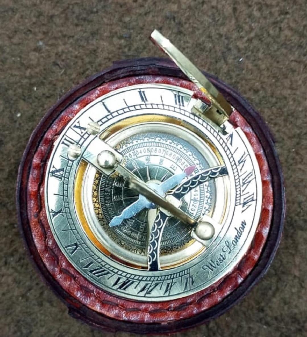 Brass Sundial Desk Compass - Old Vintage Antique Pocket Style ...