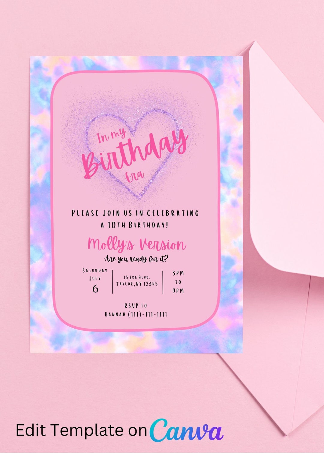 Taylor Swift Birthday Party, Invitation, Taylor, Swiftie, Preteen ...