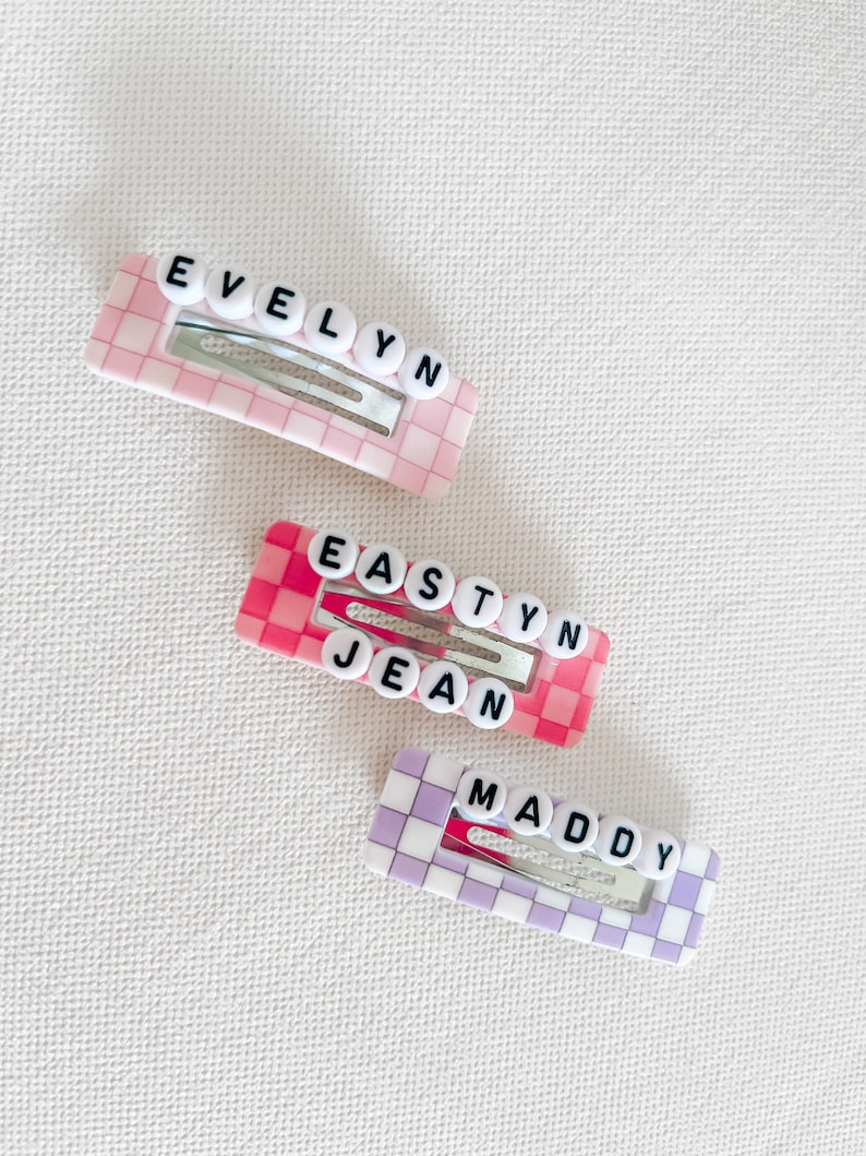 Checkered Girls Personalized Name Hair Clip for Kids I Accessories I ...