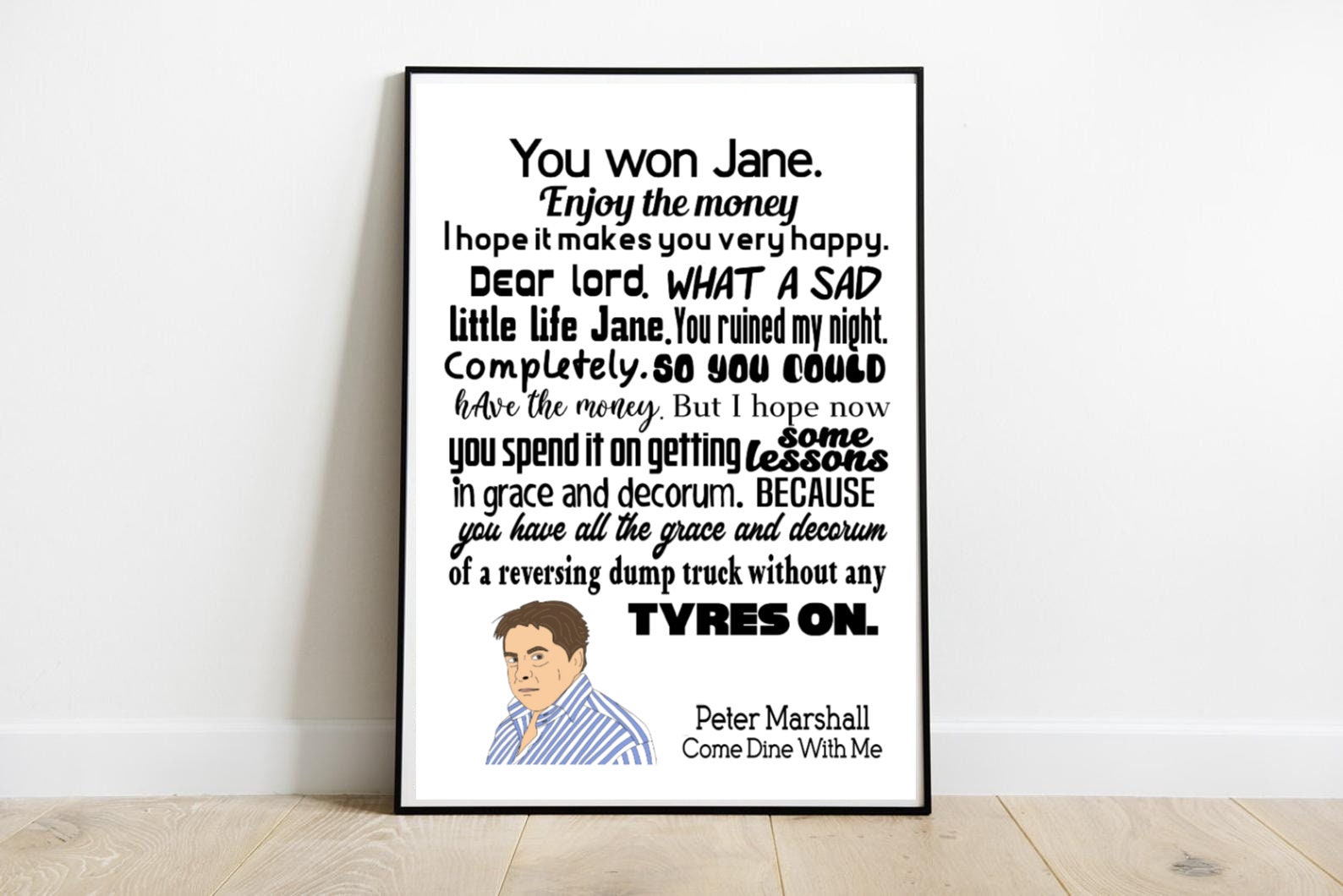 You Won Jane Print Come Dine With Me Peter Marshall Iconic | Etsy