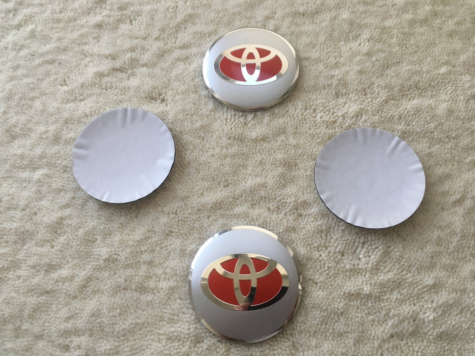 TOYOTA wheel center hub caps stickers 56mm Silver / Red | Etsy
