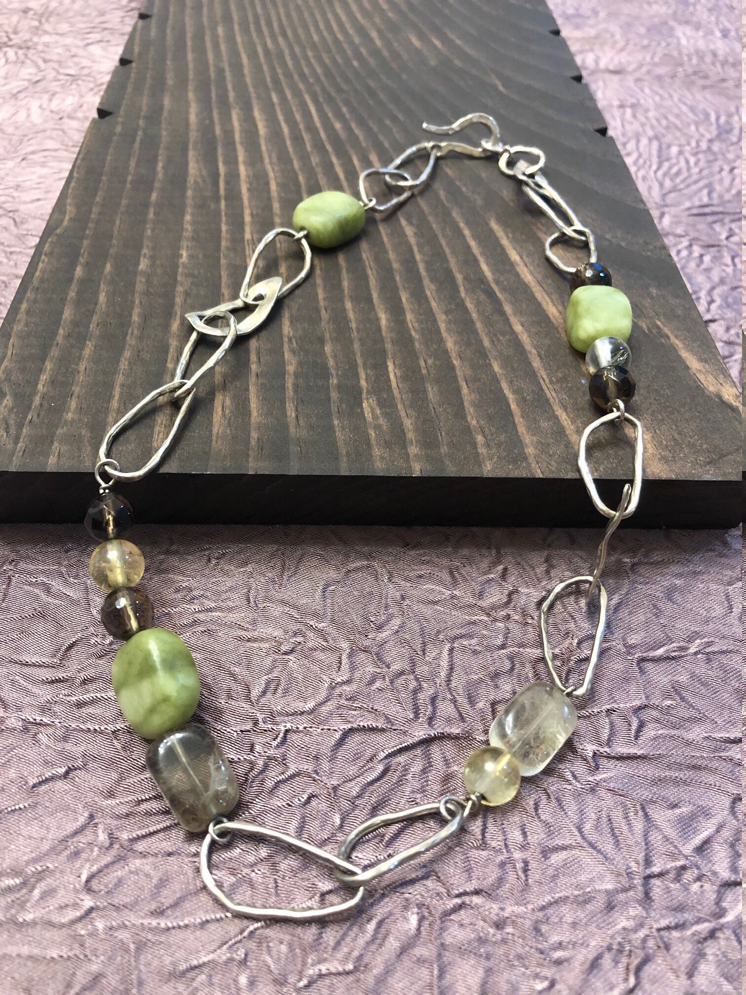 SILPADA Retired Necklace Green and Brown Gemstones Hammered Sterling Silver Links Etsy