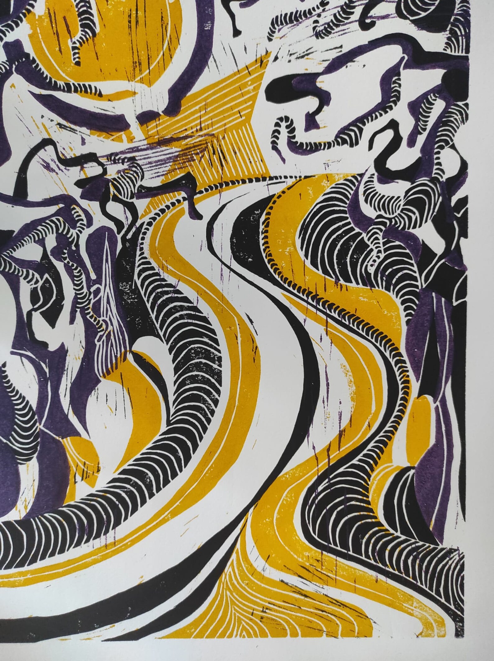 A3 Lino printing Abstract Title: Alone | Etsy