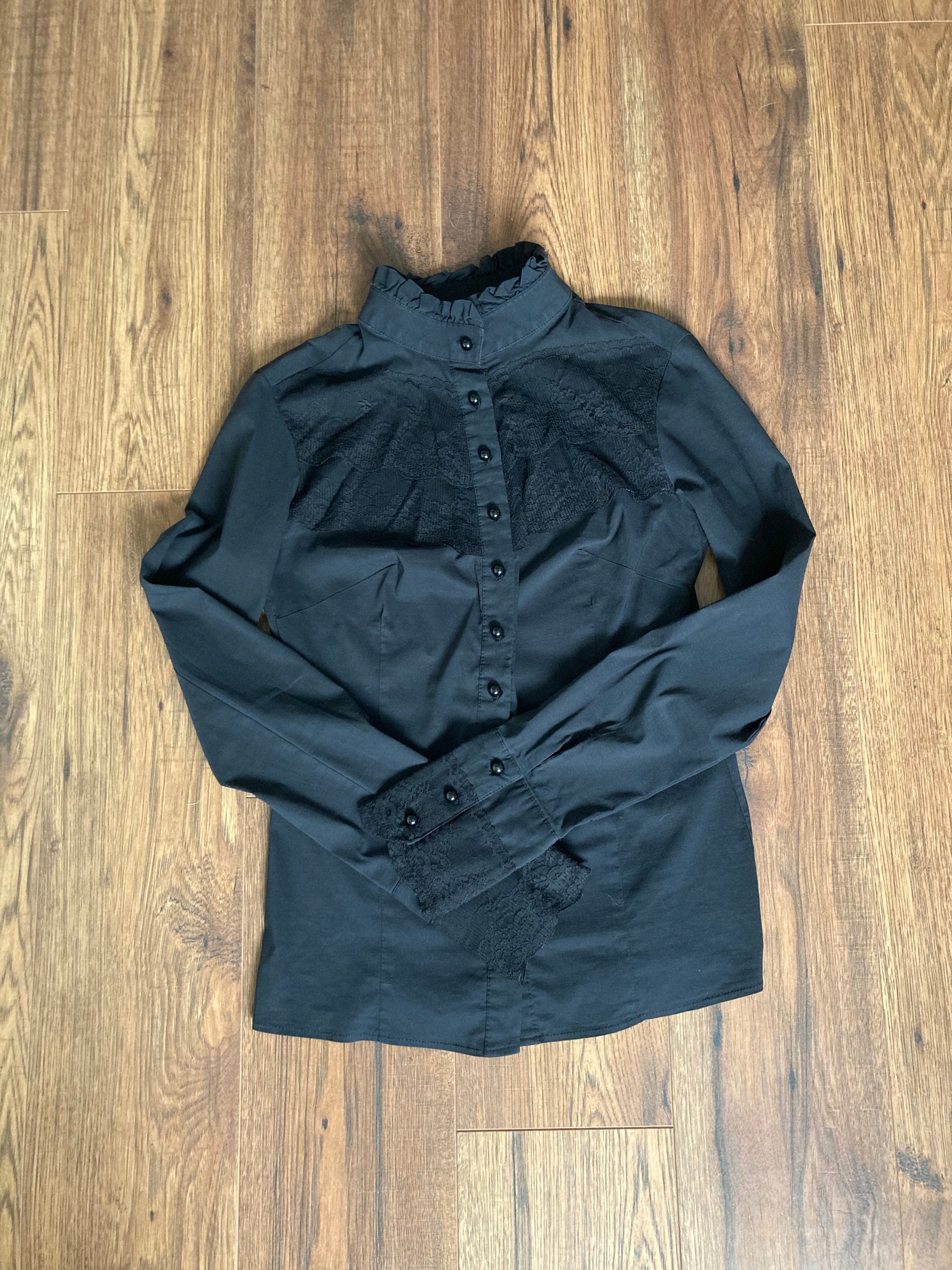 Black Gothic Style Shirt With Lace - Etsy