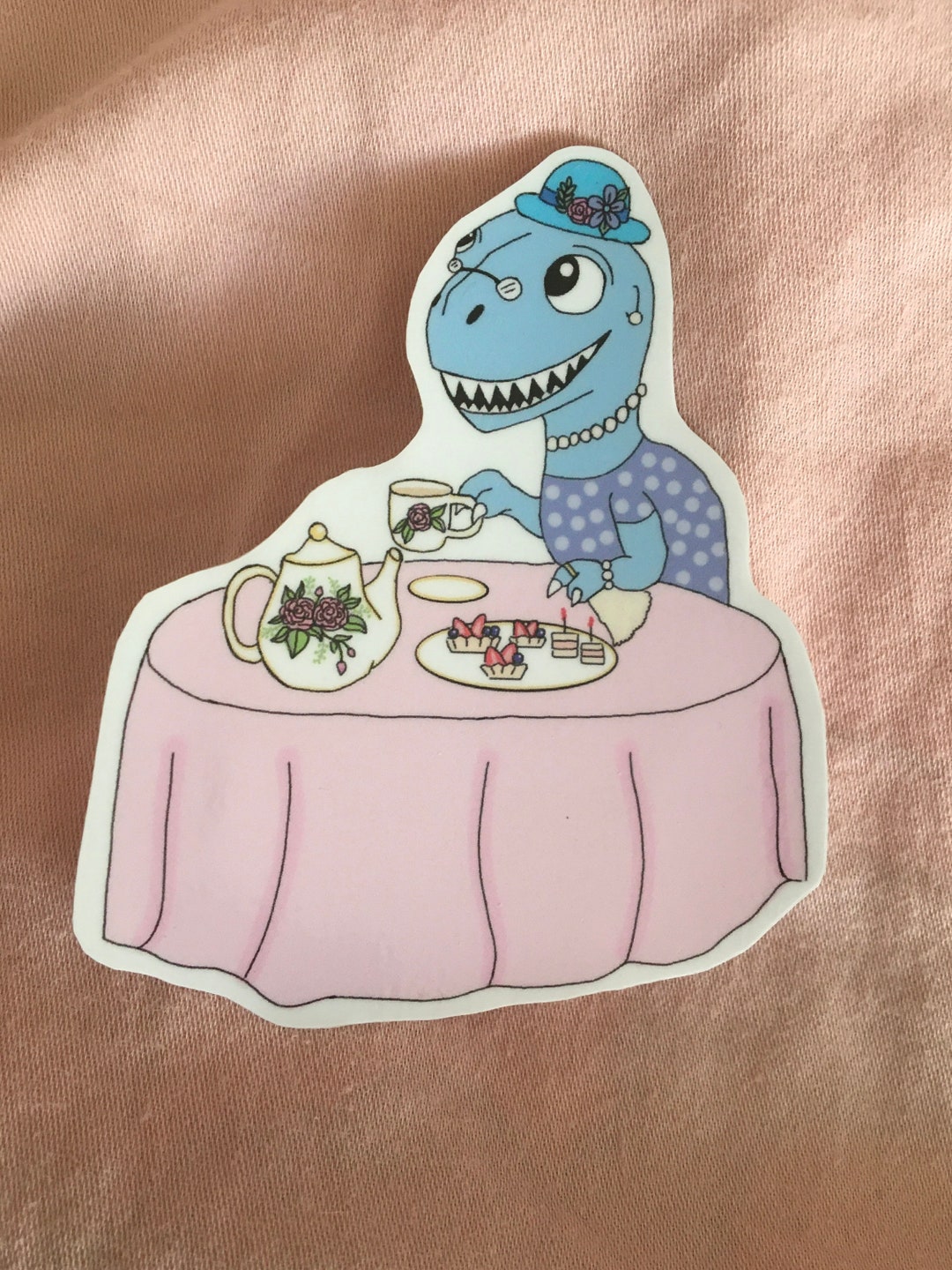 Tea Rex Sticker, Animal Sticker, Water Bottle Sticker, Laptop Sticker ...