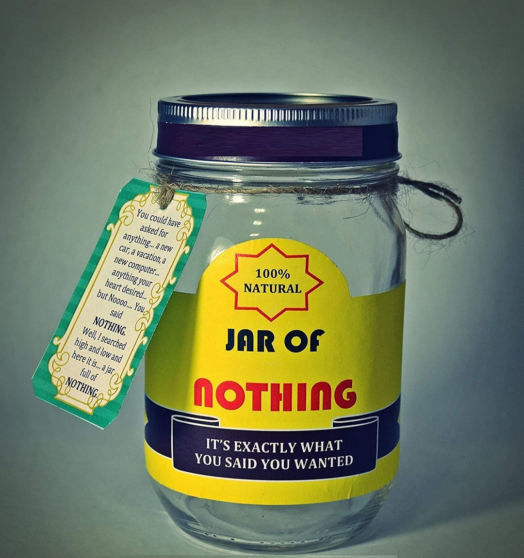 Jar of Nothing Printable Labels - Best Gag Gift - White Elephant Gift ...