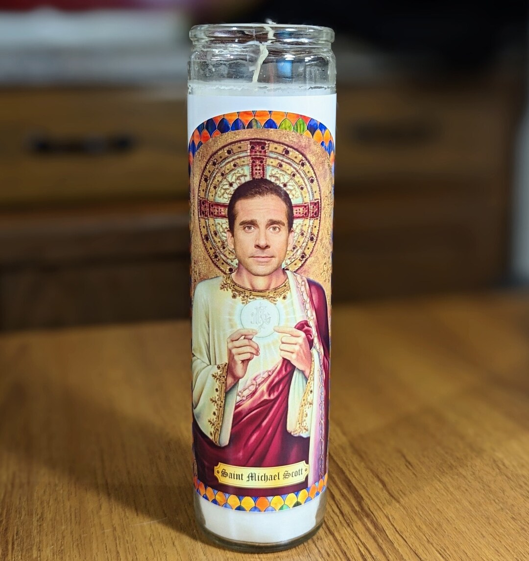 Saint Michael Scott Prayer Candle - the Office TV Show, Dunder Mifflin ...