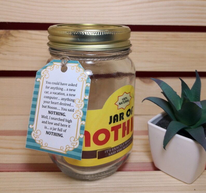 Jar of Nothing Printable Labels - Best Gag Gift - White Elephant Gift ...