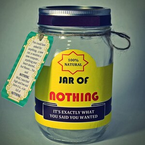 Jar of Nothing Printable Labels - Best Gag Gift - White Elephant Gift ...
