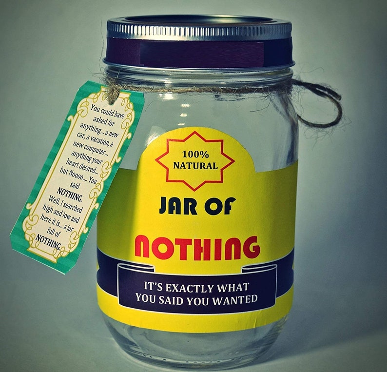 Jar of Nothing Printable Labels - Best Gag Gift - White Elephant Gift ...