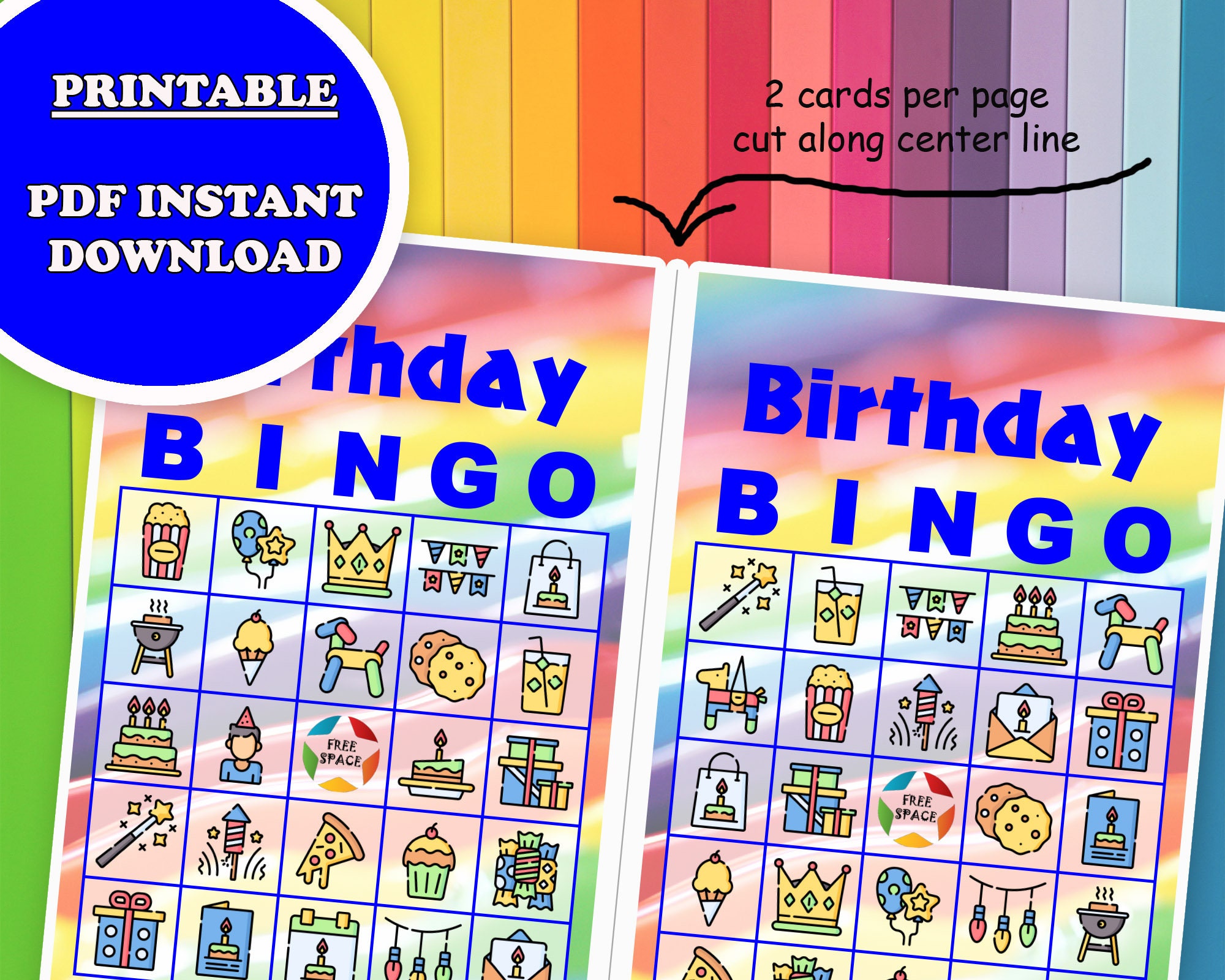 40 Happy Birthday Bingo Game Prefilled Cards, PDF Printable, Instant ...
