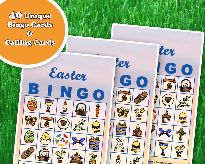 40 Easter Springtime Bingo Game Prefilled Cards, PDF Printable, Instant ...