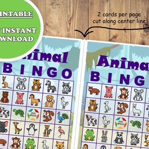 40 Animal Bingo Game Prefilled Cards, PDF Printable, Instant Download ...