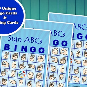 40 Sign Language ABC Bingo Game Prefilled Cards Plus Bonus Sign ...