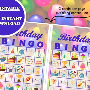 40 Happy Birthday Bingo Game Prefilled Cards, PDF Printable, Instant ...