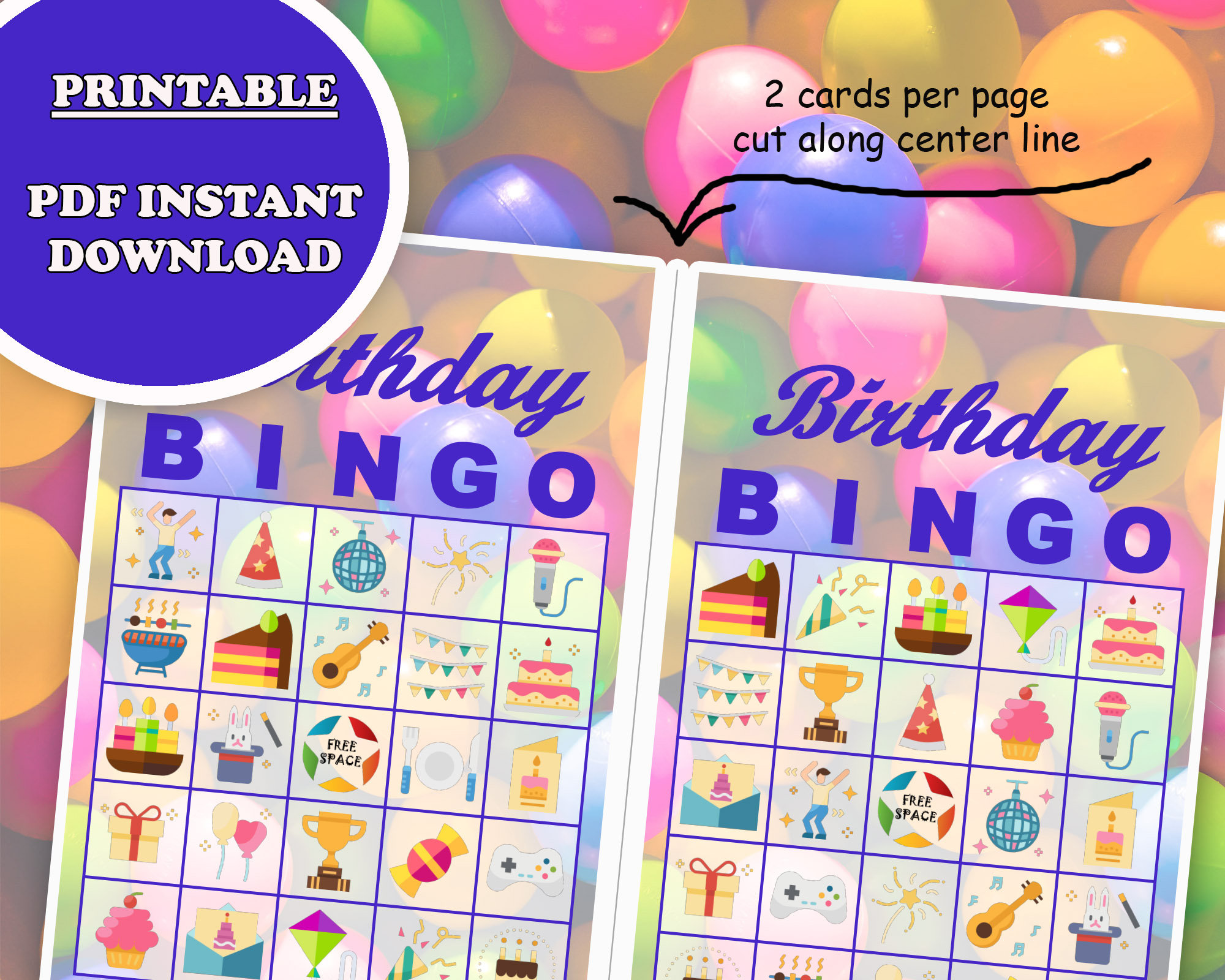 40 Happy Birthday Bingo Game Prefilled Cards, PDF Printable, Instant ...