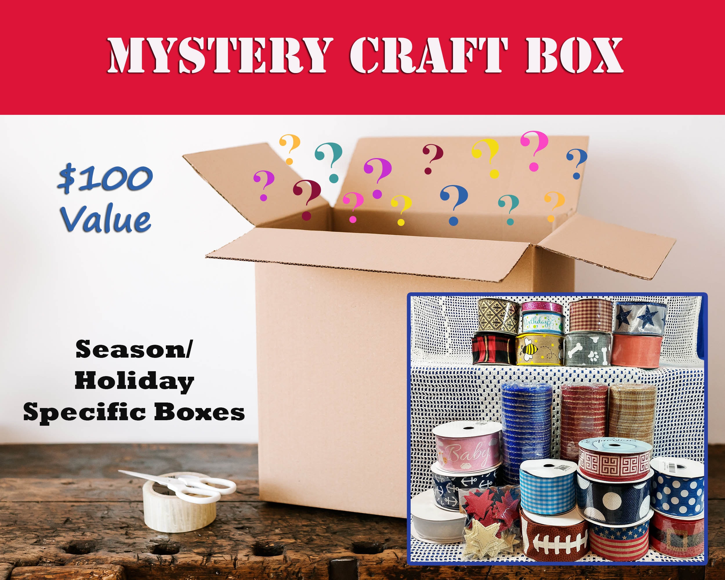 Mystery Craft Box - Ribbons, Wreath Making Supplies, Embellishments ...