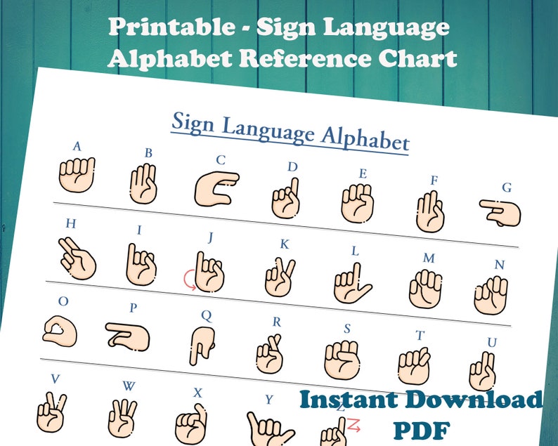 Sign Language Alphabet Reference Chart | PDF Printable, Instant ...