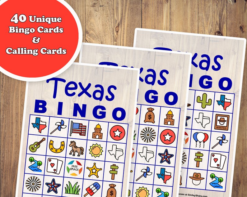 40 Texas Bingo Game Prefilled Cards, PDF Printable, Instant Download ...