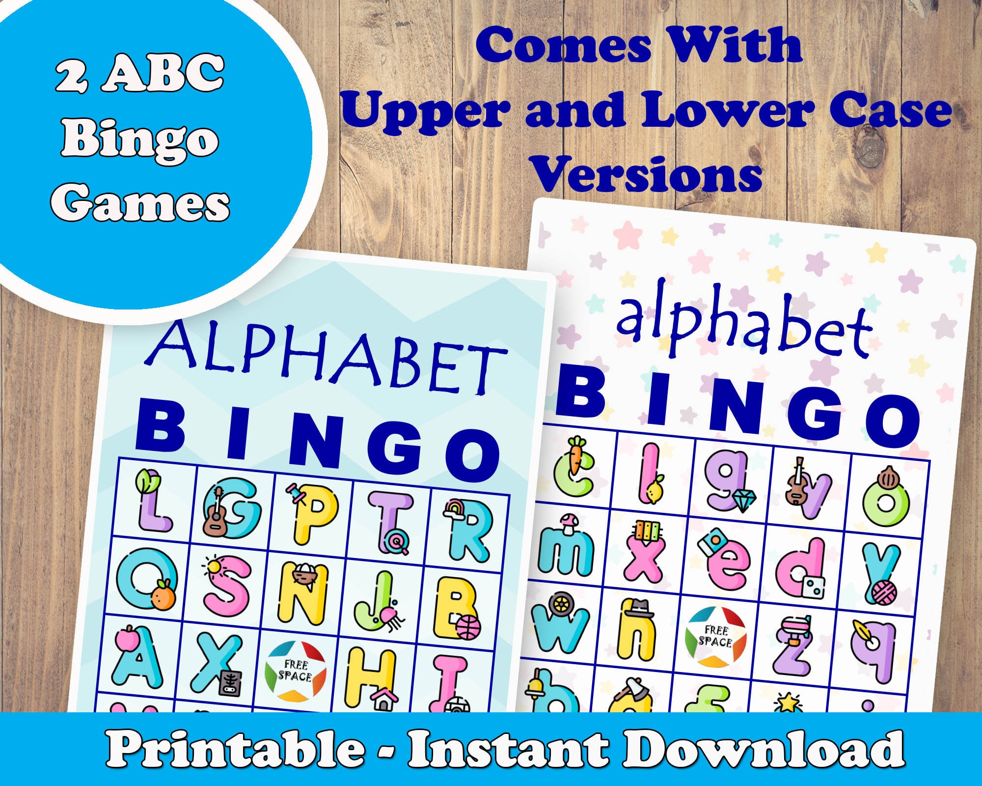 Alphabet Bingo Game Prefilled Cards 40 Unique Cards per Game Includes ...