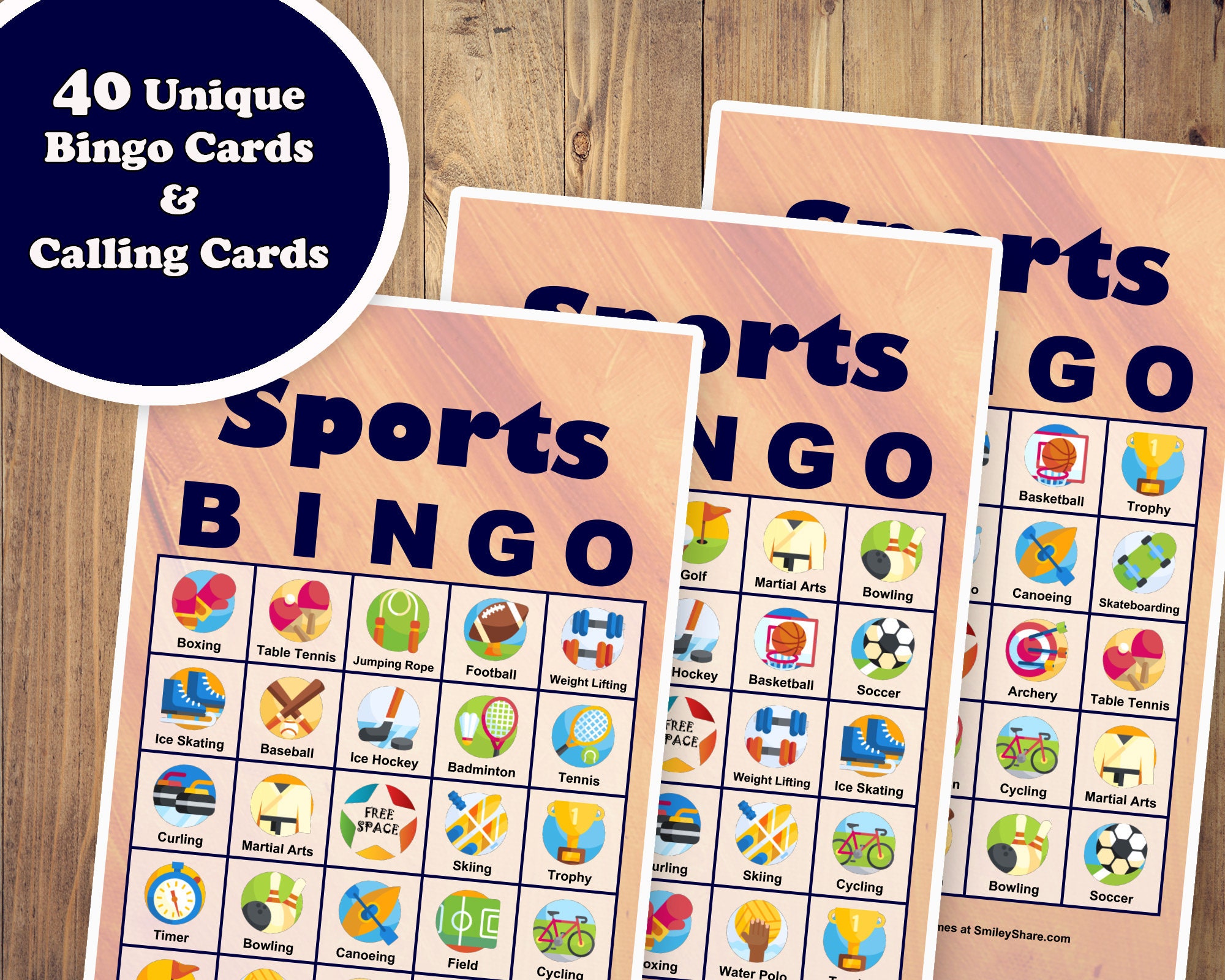 40 Sports Bingo Game Prefilled Cards, PDF Printable, Instant Download ...