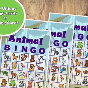 40 Animal Bingo Game Prefilled Cards, PDF Printable, Instant Download ...