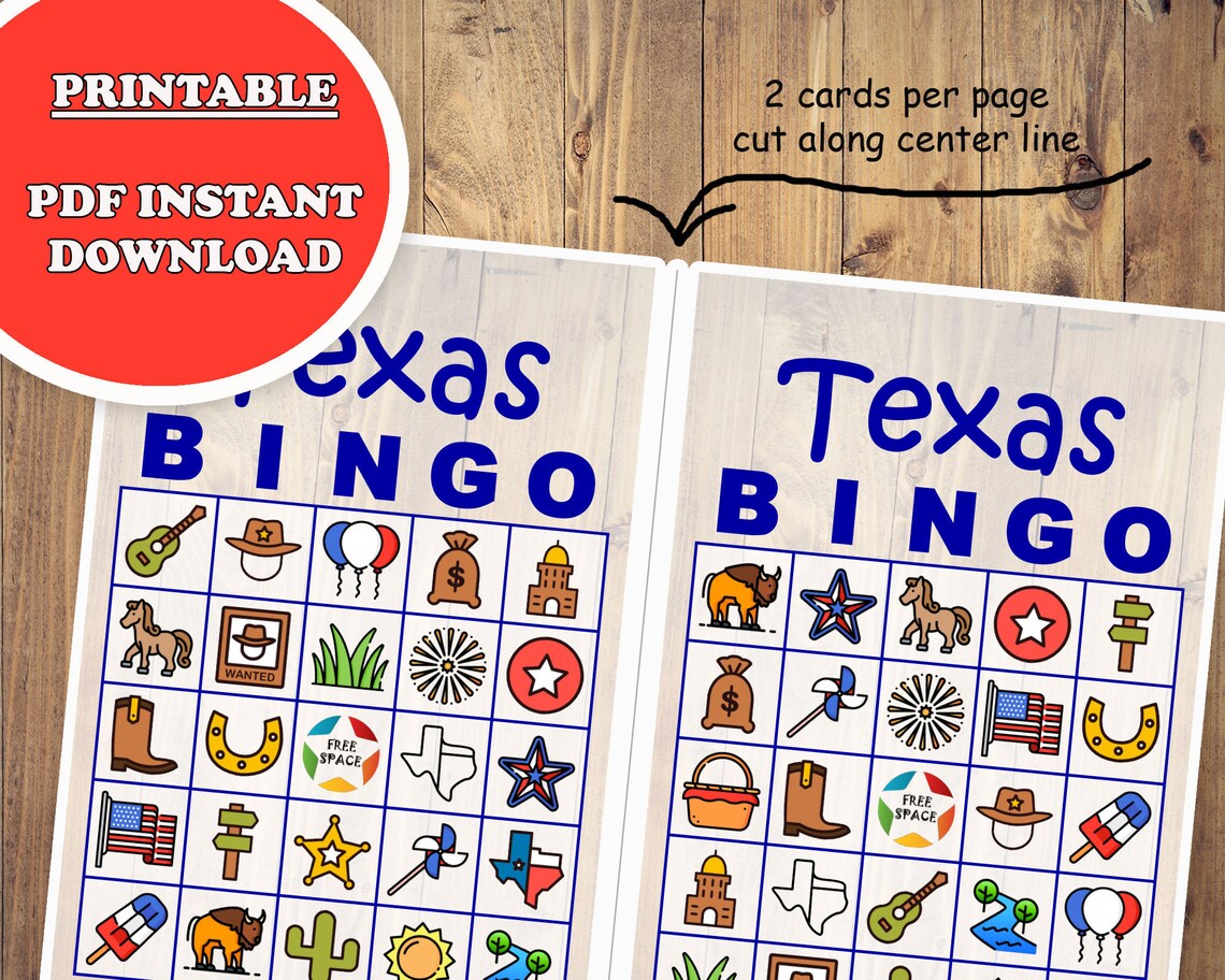 40 Texas Bingo Game Prefilled Cards, PDF Printable, Instant Download ...