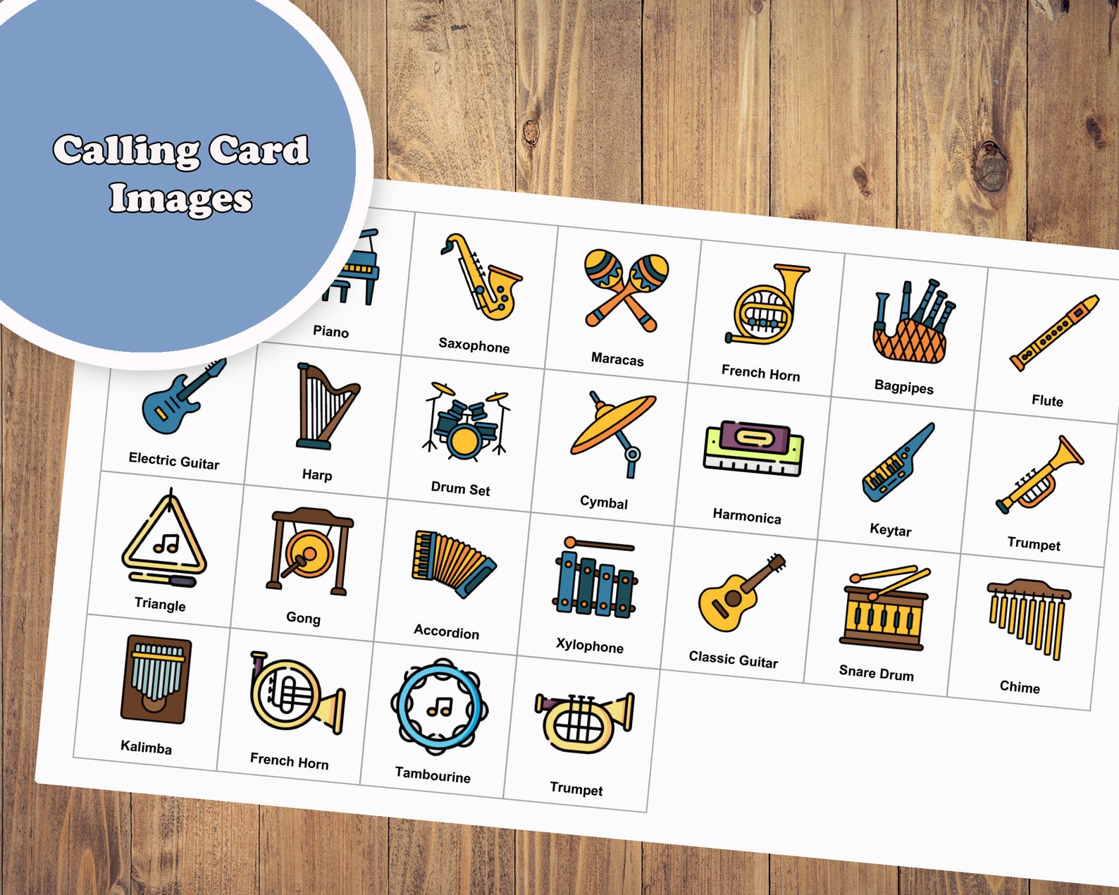 40 Musical Instrument Bingo Game Prefilled Cards, PDF Printable ...