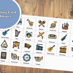 40 Musical Instrument Bingo Game Prefilled Cards, PDF Printable ...