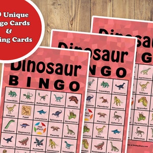 40 Dinosaur Bingo Game Prefilled Cards, PDF Printable, Instant Download ...