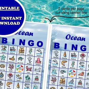 40 Ocean Bingo Game Prefilled Cards, PDF Printable, Instant Download ...